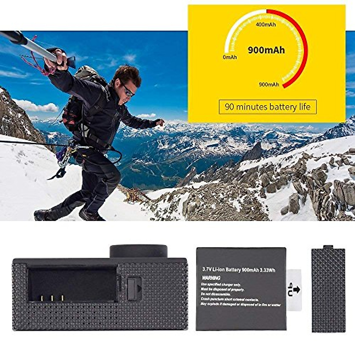 VEMONT Action Camera, 1080P 12MP Sports Camera Full HD 2.0 Inch Action Cam 30m/98ft Underwater Waterproof Snorkel surf Camera with Wide-Angle Lens and Mounting Accessories Kit