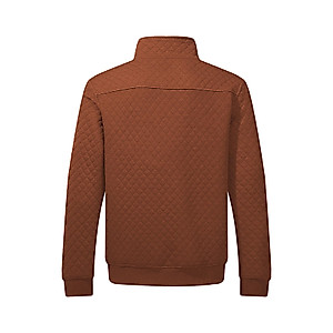 JMIERR Mens Quilted Sweatshirt Casual Long Sleeve Crewneck Half Button Fashion Pullovers Sweater Jackets with Pockets, US 38(S), Orange