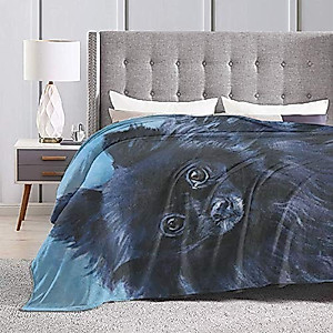 Yulimin Pomeranian Cute Dog Dad Black Charm Full Fleece Throw Cloak Wearable Blanket Nursery Bedroom Bedding Decor Decorations Queen King Size Flannel Fluffy Plush Soft Cozy Comforter Quilt