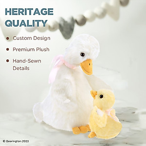 Bearington Downie & Duckie Plush Yellow Duck Stuffed Animal, Adorable, Soft and Cuddly, Great Gift for Kids of All Ages, Birthdays, Holidays, Easter and Special Occasions, 10.5 inches