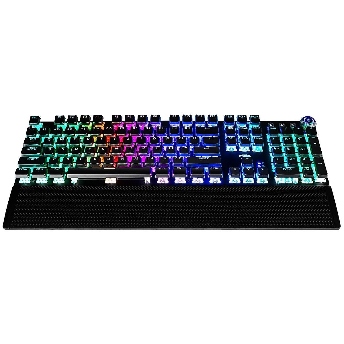 iBUYPOWER MEK 3 LT Mechanical Gaming Keyboard with Clicky Blue Switches, Aluminum Top Surface, Full Sized Keyboard, 104 Keys Low-Profile, Double Injection Keycaps, Braided USB