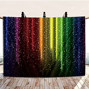 Let's Glow Party Backdrop 7x5FT Colorful Glitter Rainbow Neon Photography Background Music Dance Prom Adult Party Decoration Kids Birthday Supplies Photo Booth Props (84x60 inch)