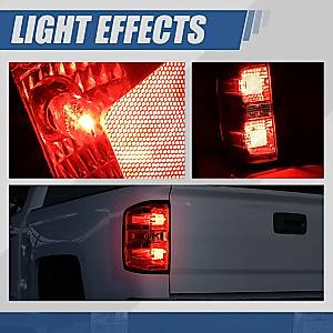 Auto Dynasty Factory Style Rear Tail Lights Brake Lamps with Wiring Harness Compatible with Chevy Silverado 1500 2500 3500 14-19, Driver Left Side, Red Lens