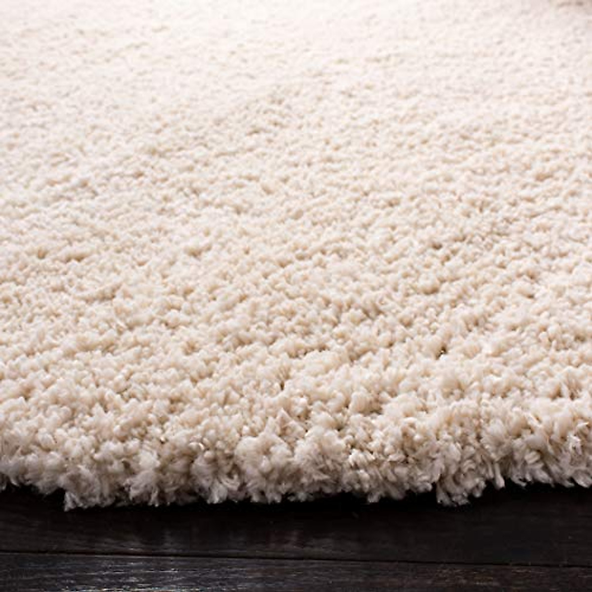 SAFAVIEH Fontana Shag Collection 4' Round Cream FNT800B Solid Non-Shedding Living Room Bedroom Dining Room Entryway Plush 2-inch Thick Area Rug