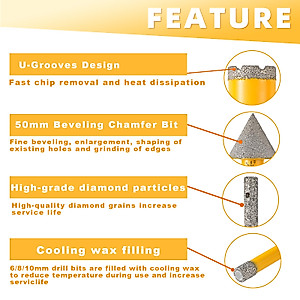 HASFER 13Pcs Diamond Core Drill Bits Set,Vacuum Brazed Hole Saw Kit 5/8"-11 Thread for Marble Ceramic Porcelain Tile Tools Kit