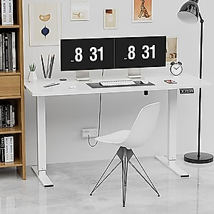 Shahoo 55" Electric Standing Desk Height Adjustable Between 28.7" to 48.1" Computer Workstations w/Memory Preset, White