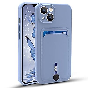 Naiadiy Silicone Wallet Case with Card Holder (for iPhone 13 6.1 Inch 2021) - Upgrade/Purple