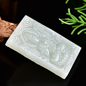 c1lint7785631 Women's Necklaces Men's Necklace Superb Sculpture White jade Dragon Kwan-yin Guan Yu Warrior Guangong Hold Knife Knight Bodhisattva Buddha Necklace Pendant