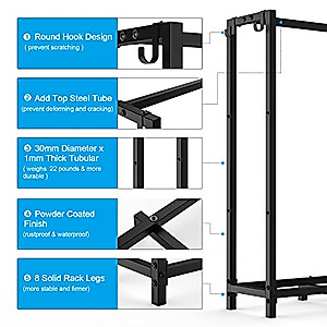 EMBATHER Firewood Rack for Outdoor Indoor Fireplace 4ft Heavy Duty Fire Wood Rack Adjustable Log Holder Metal Stand Lumber Storage Stacker Carrier Organizer, Matte Black
