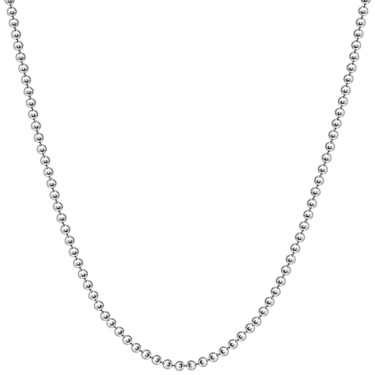 Savlano 925 Sterling Silver Italian Solid Bead Ball Dog Tag Chain Necklace Comes With Gift Box for Women & Men - Made in Italy (22, 2.0mm)