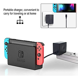 AC Adapter Charger for Nintendo Switch/Switch OLED/Switch Lite,Switch Power Supply Cable Wall Charger with 5ft Cord 15V 2.6A Support TV Mode and Dock Station, Non-OEM