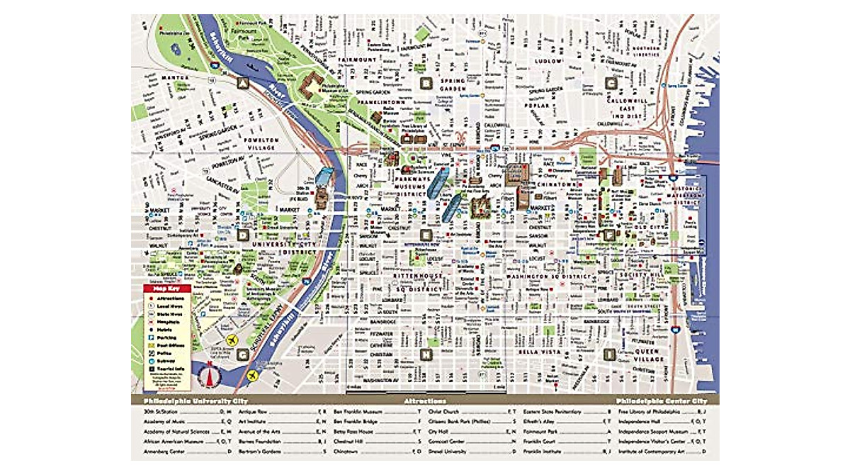 Philadelphia Pop-Up Map by VanDam — Laminated pocket size pop-up map of ...