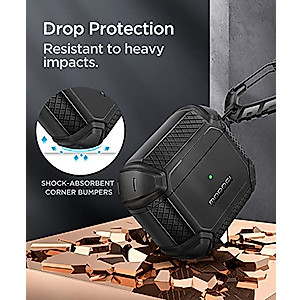 MOBOSI Compatible with AirPods 3 Case, Rugged Corner Shock Absorbing Hard Case Cover, Full-Body Protective Case with Keychain for AirPods 3rd Generation Charging Case, Black