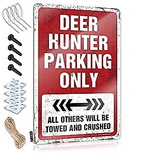 Funny Kitchen Retro Metal Tin Sign Deer Hunter Parking Only Tin Sign Funny Metal Signs for Outdoors Vintage Decor ( Size : 30X40CM )