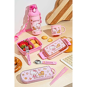 Hello Kitty Utensil Set - Includes Reusable Fork, Spoon, Chopsticks and Carrying Case - Authentic Japanese Design - Durable, Dishwasher Safe- Sweet