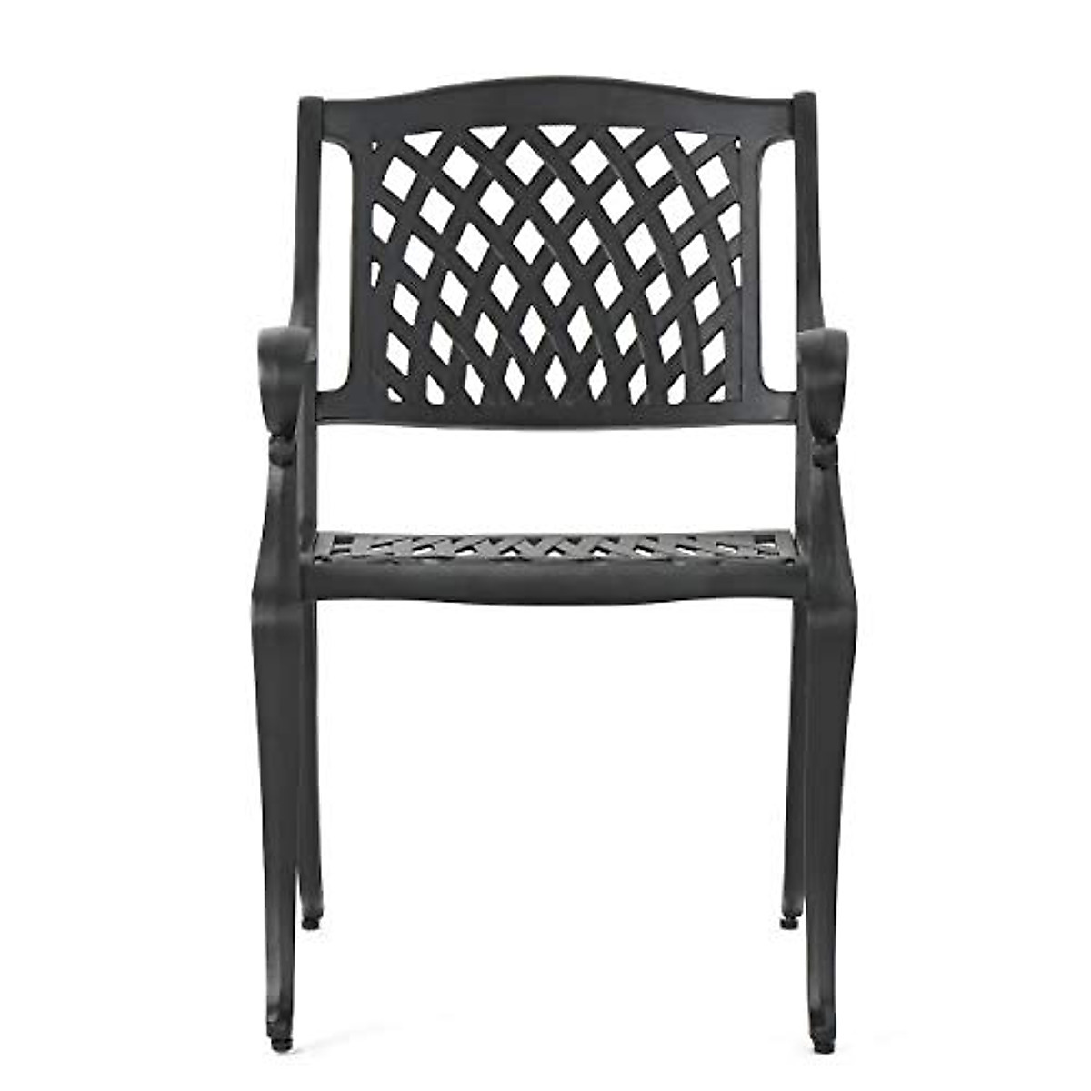 Christopher Knight Home Hallandale Outdoor Cast Aluminum Chairs, 2-Pcs Set, Antique Matte Black