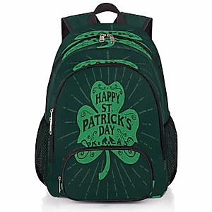 St. Patrick's Day Green Clover Bookbag School Backpack Teens Girls Boys Schoolbag Shoulder Computer Hiking Gym Travel Casual Travel Daypack