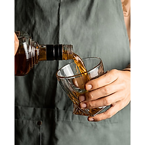 LUXU Whiskey Glasses(Set of 4)-10 oz Twisted Scotch Glasses,Premium Old Fashioned Glasses,Clear Crystal Bourbon Rock Glasses,Large Bar Glasses,Unique Glassware Tumblers for Cocktails