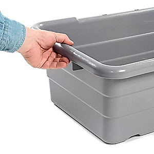 Gray Plastic Bus Tub (Pack of 6) Commercial Tote Box Cross Stack Nest Utility Tote Tub/Bud Box W/O Lid, 25” L x 16” W x 9” H - for Food Service, Airport, Cafeteria, Seafood, Vegetables, Transporting