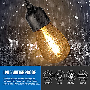 JOYSTA Outdoor String Lights - Waterproof Patio Light String 48FT with 15 Hanging Sockets IP65 Weatherproof Yard Lights 1w S14 Bulbs Lighting for Party Bistro Backyard Garden Cafe