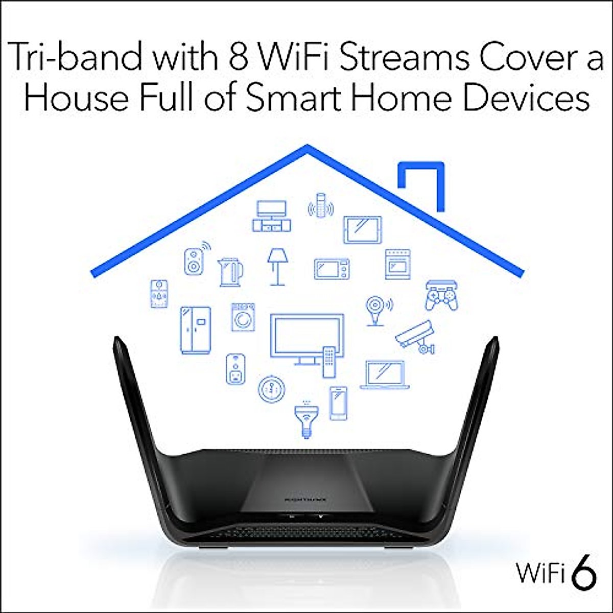 NETGEAR Nighthawk WiFi 6 Router (RAX70) 8-Stream Gigabit Router, AX6600 Tri-Band Wireless Speed (Up to 6.6 Gbps), Coverage Up to 2,500 sq.ft. and 40 Devices