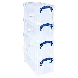 Really Useful Plastic Storage Box 2.1 Litre Clear (Pack of 4)