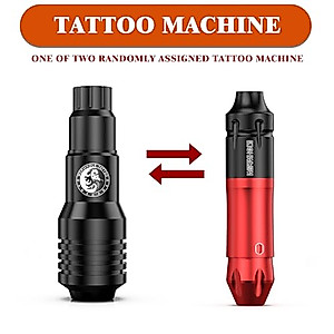 Wormhole Tattoo Kit Tattoo Gun Kit Rotary Tattoo Machine for Tattoo Beginners with Power Supply, Foot Pedal, Cartridge Needles, and Ink Caps Tattoo Pen Machine Kit Black&Red