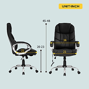 Office Chair Massage Desk Chair High Back Adjustable Ergonomic Computer Chair with Lumbar Support Headrest Armrest Task Chair Rolling Swivel PU Leather Executive Chair, Black