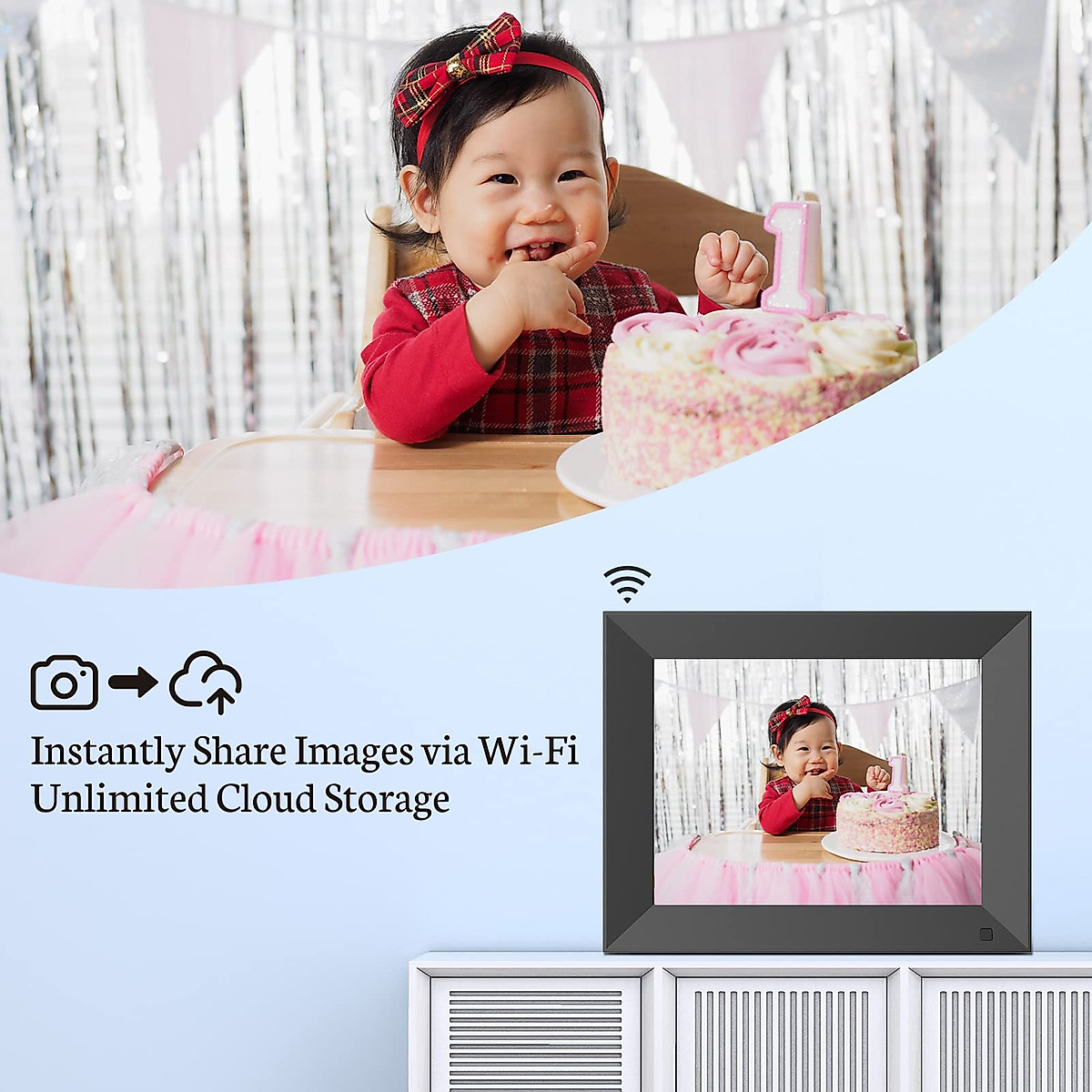 BSIMB Smart WiFi Digital Picture Frame, Electronic Photo Frame with IPS Touch Screen, 32 GB Internal Memory, Sharing Photos/Videos via App Email