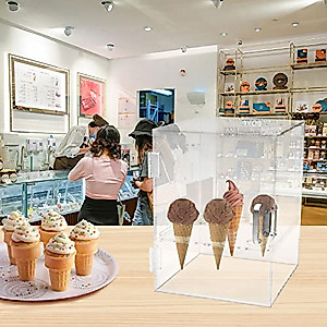LYNICESHOP 9 Holes Ice Cream Cone Holder, Clear Acrylic Display Cabinet, Transparent Ice Cream Cone Bracket, Ice Cream Display Stand Holder for Dessert Shop and Ice Cream Fair