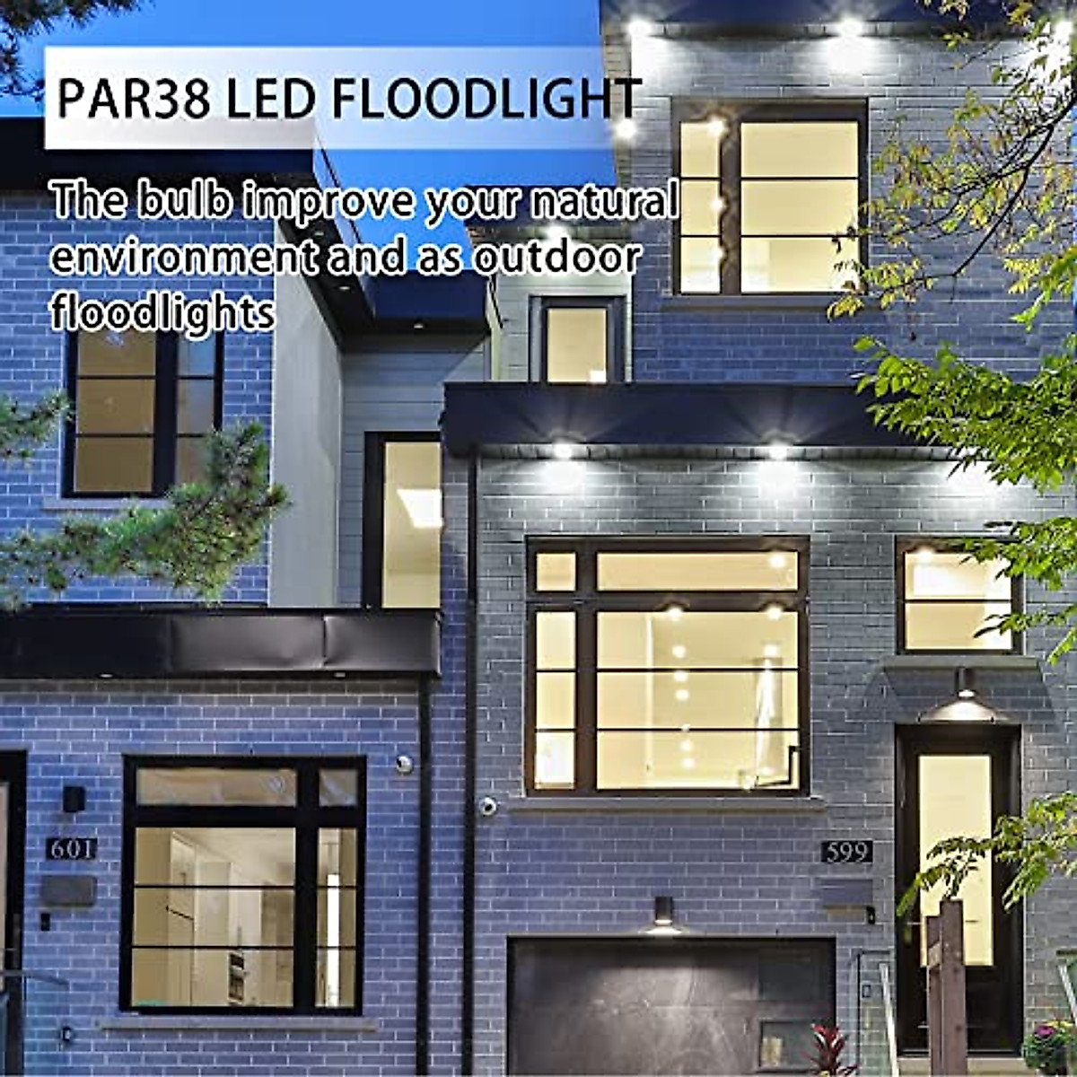 LOXYEE PAR38 LED Outdoor Flood Light Bulbs 2 Pack，20W(200W Equivalent) E26 Base Flood Light Bulbs,5000K Daylight 1800 Lumens LED Flood Light for Outdoor Garden,Garage,Yards,Non-Dimmable