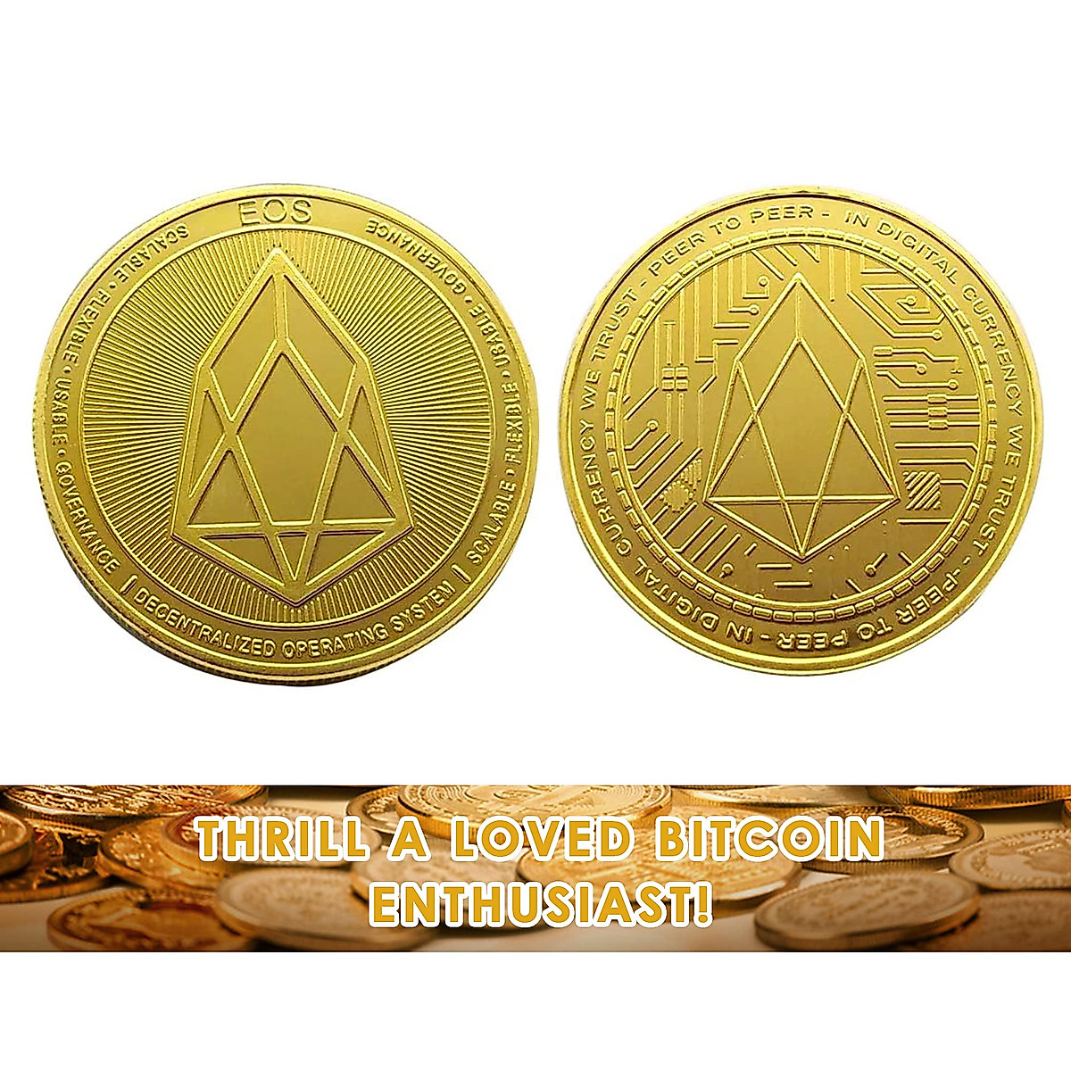 Neatbuddy 5PC Bitcoin Coin Collector Physical Cryptocurrency Gift Set, Bitcoin (BTC), Ethereum (ETH), Litecoin(LTC), Ripple (XRP),Eos (EOS),Gold and Silver Color