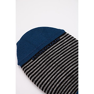 Marcoliani Milano Mens Invisible Touch No Show Pima Cotton Stripe Sneaker Socks, Black, One Size Fits Most