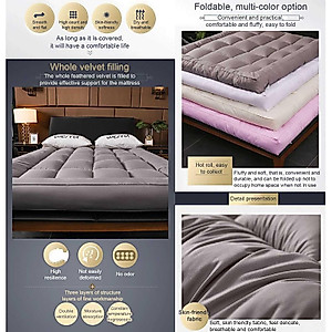 Skin Friendly Japanese Floor Mattress Futon Mattress, Japanese Futon Mattress Foldable Mattress, Roll Up Mattress Tatami Mat with Washable Cover, for Camping, Feather, Twin Full Queen ( Color : GREY ,