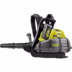 Ryobi RY40440 40 Volt 145 MPH 625 CFM Cordless Brushless Variable Speed Backpack Leaf Blower with Lithium-Ion Battery and Charge Kit