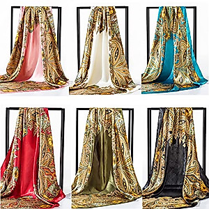 10 Pieces Satin Head Scarf Large Square Scarf Silk Feeling Fashion Hair Wrapping Scarves for Women Girls