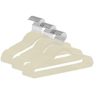 ZOYER Premium Velvet Hangers (50 Pack, Ivory) Non-Slip Clothes Hangers - Strong and Durable Suit Hangers - Space Saving Coat Hangers, 360 Degree Rotatable Hook Pant Hangers.