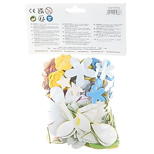 Baker Ross EK342 Self Adhesive Flower Garden Foam Stickers - Pack of 200, for Kids to Decorate Collage, Cards & Craft, 0.8cm-8.5cm, Assorted (EK342)
