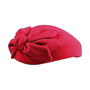 F FADVES Women's Pillbox Calot Hat Formal Vintage Wedding Tea Party Fascinators with Bow Red