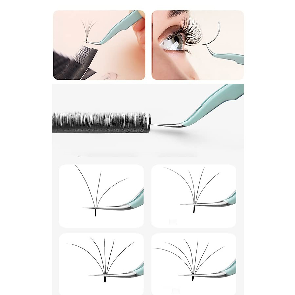 ARFUKA Tweezers Eyelash Extension Tweezers Set Stainless Steel Straight and Curved Tip Tweezers for Nail Art Sticker, Eyelash Extensions, Craft, Jewelry Pack of 6