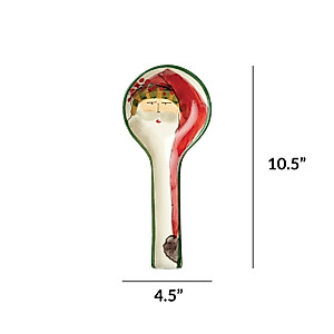 Vietri Old St. Nick Spoon Rest, 10.5" Ceramic Cooking/Serving Utensil Tray, Stove/Counter Decor