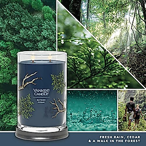 Yankee Candle Bayside Cedar Scented, Signature 20oz Large Tumbler 2-Wick Candle, Over 60 Hours of Burn Time