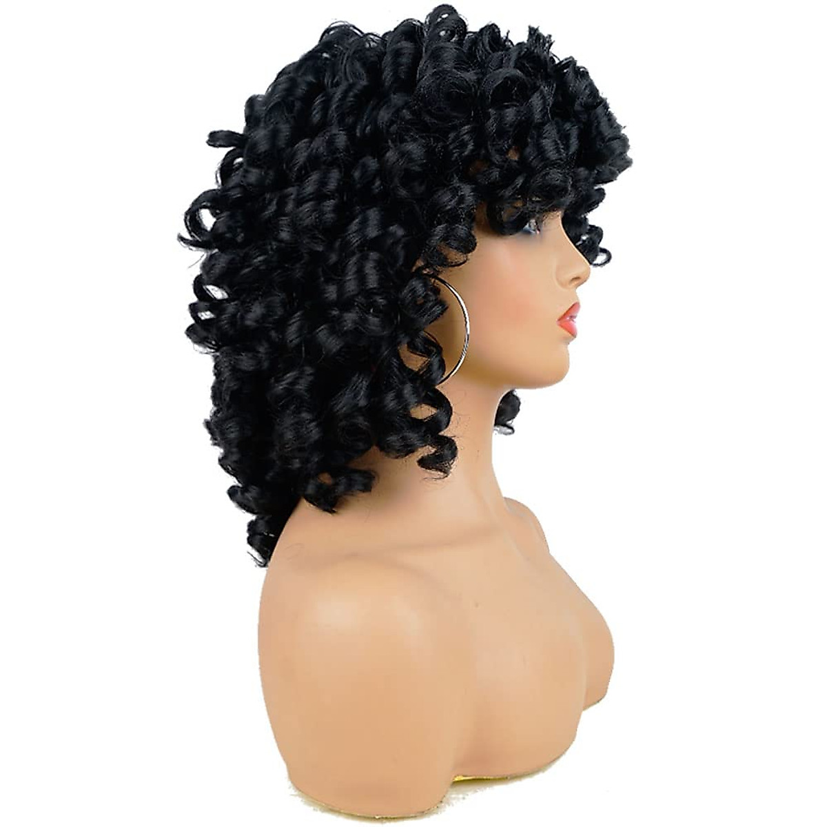 AIDUSA Short Loose Curly Wigs for Black Women Afro Wig for Black Women Curly Wig for Women Synthetic Wigs for Women Fluffy Natural Wigs Half Wigs Soft Hair Black Wigs (#1B Natural Black)
