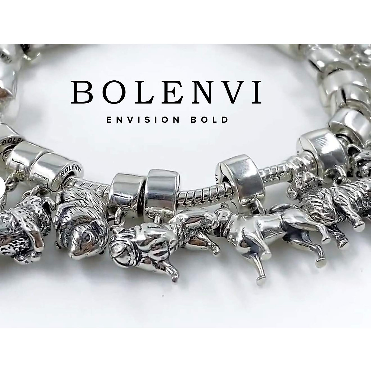 BOLENVI Dachshund Wiener Hound Dog 925 Sterling Silver Dangle Pendant X Charm Bead For Pandora & Similar Charm Bracelets or Necklaces