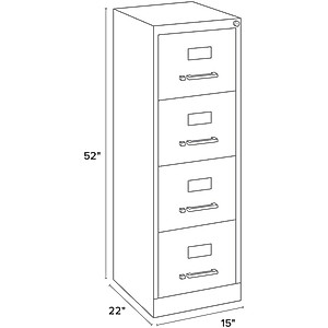 Scranton and Co 22" Deep 4 Drawer Letter File Cabinet in Putty, Fully Assembled
