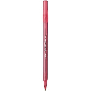 BIC Round Stic Xtra Life Ballpoint Pen, Medium Point (1.0mm), Red, 10-Count