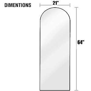 ZMYCZ Full Length Mirror 64"x21" Sleek Arched-Top Floor Mirror with Stand, Large Wall Mirror Standing Hanging or Leaning Against Wall Full Body Mirror for Bedroom, Black