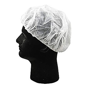 Disposable Caps Hair Nets, Salon Spa Food Service 100 Pack 21" White