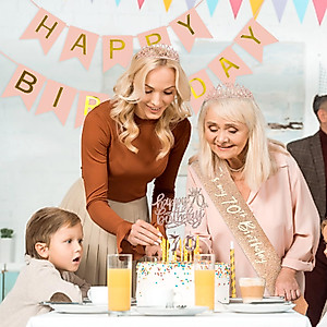 18th Birthday Decorations for Girls, Including 18th Birthday Tiara and Sash, Happy Birthday Banner, Happy Birthday Cake Toppers, Number Candles and Balloons Set, 18th Birthday Gifts for Girls