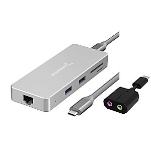 Sabrent 9 in 1 USB C HUB for Windows & Mac + USB Type-C External Stereo Sound Adapter